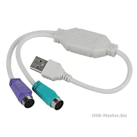 ≡【USB папа - 2x PS/2 мама】Y-разветвитель для мыши и клавиатуры ...