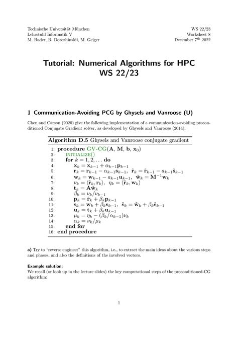 Worksheet 8 Solution Technische Universit ̈at M ̈unchen Ws 22 Lehrstuhl Informatik V
