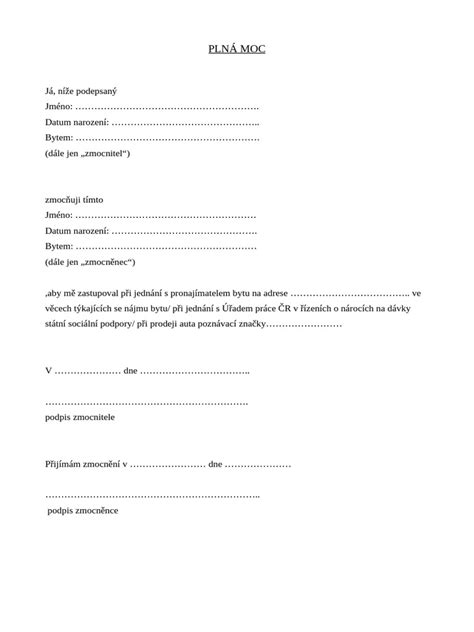 Plná Moc Vzor Pdf
