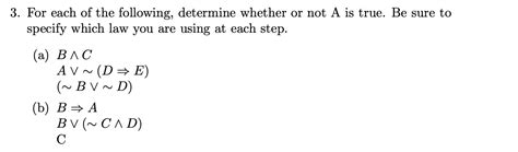 solved 3 for each of the following determine whether or