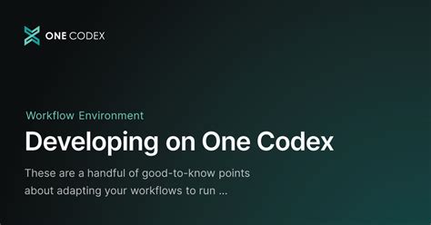 Developing On One Codex One Codex Developer Docs