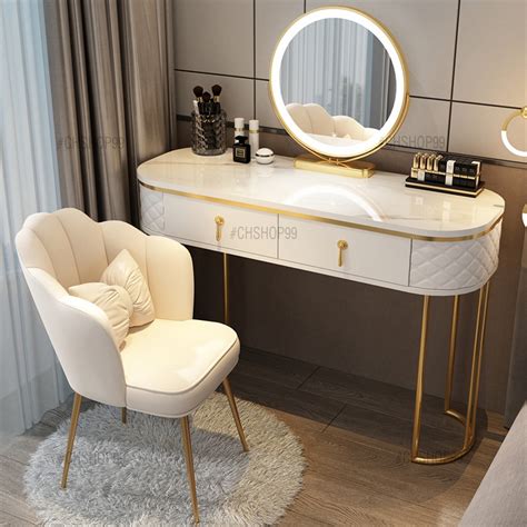 โต๊ะเครื่องแป้ง โต๊ะแต่งหน้า แถมฟรี กระจกled ระบบสัมผัสปรับแสงได้ 3 สี ส่งฟรี Shopee Thailand