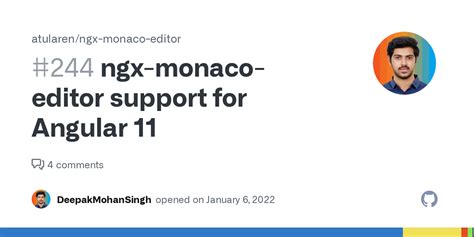 Ngx Monaco Editor Support For Angular 11 · Issue 244 · Atularenngx Monaco Editor · Github