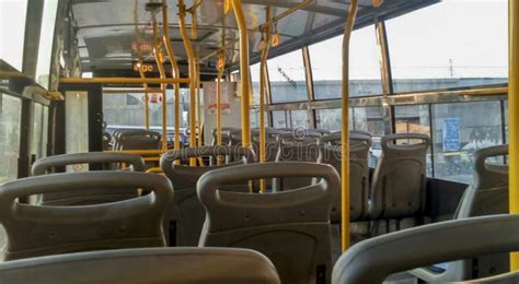 Interior Of The Local Bus Which Is Empty No Passengers Public