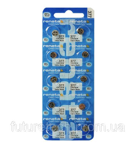 Батарейка для часов кнопочная Renata 377 (SR626) G4 Silver oxiFT, 10шт ...
