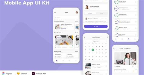 Online Course Mobile App Ui Kit Ux And Ui Kits Ft Online And Education Envato