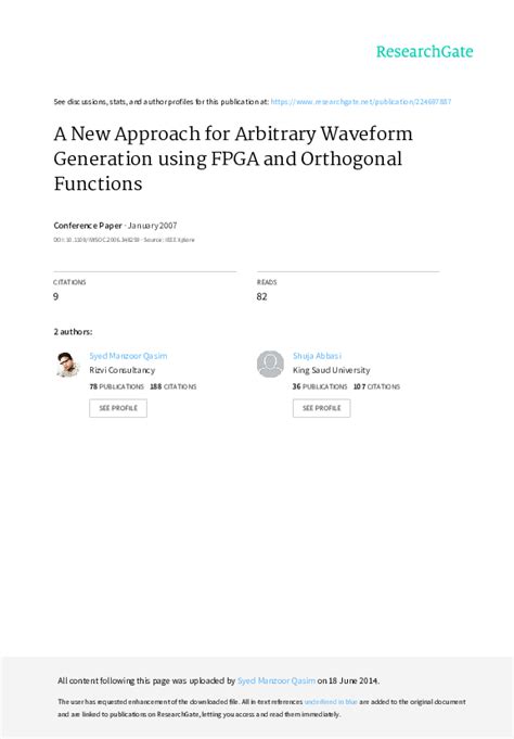 Pdf A New Approach For Arbitrary Waveform Generation Using Fpga And