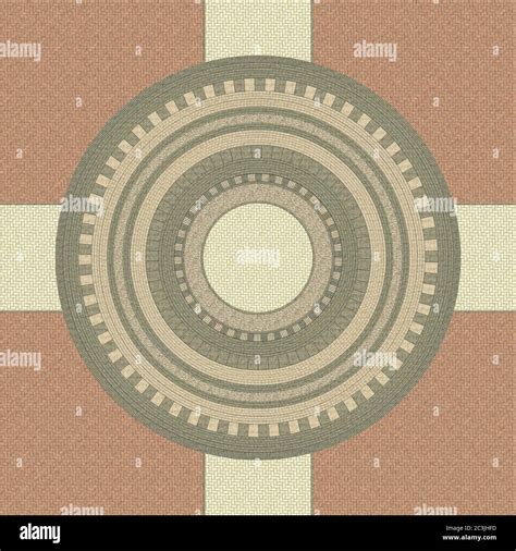 Cobblestone Pavement In A Colored Circular Pattern Texture Of The Round Paving Stones Circular