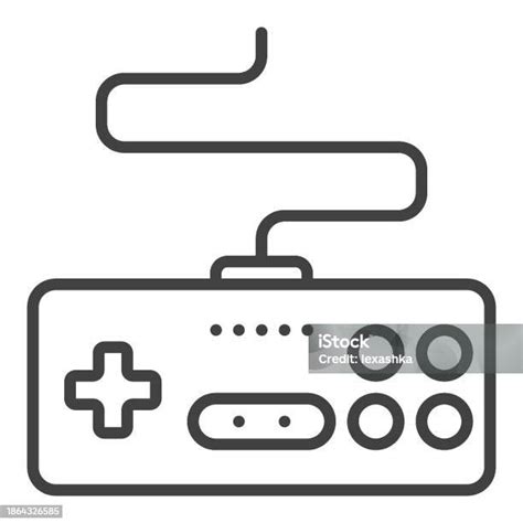 Retro Video Game Controller Vector Controlling Wired Device Outline Icon Or Symbol Stock