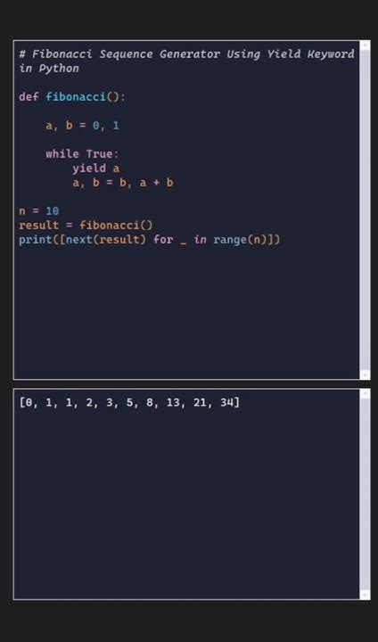Fibonacci Sequence Generator Using Yield Keywords In Python