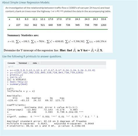 solved about simple linear regression models an