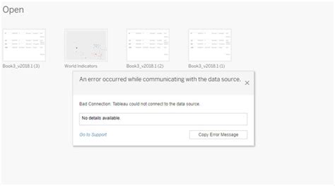 Bad Connection Tableau Could Not Connect To The Data Source