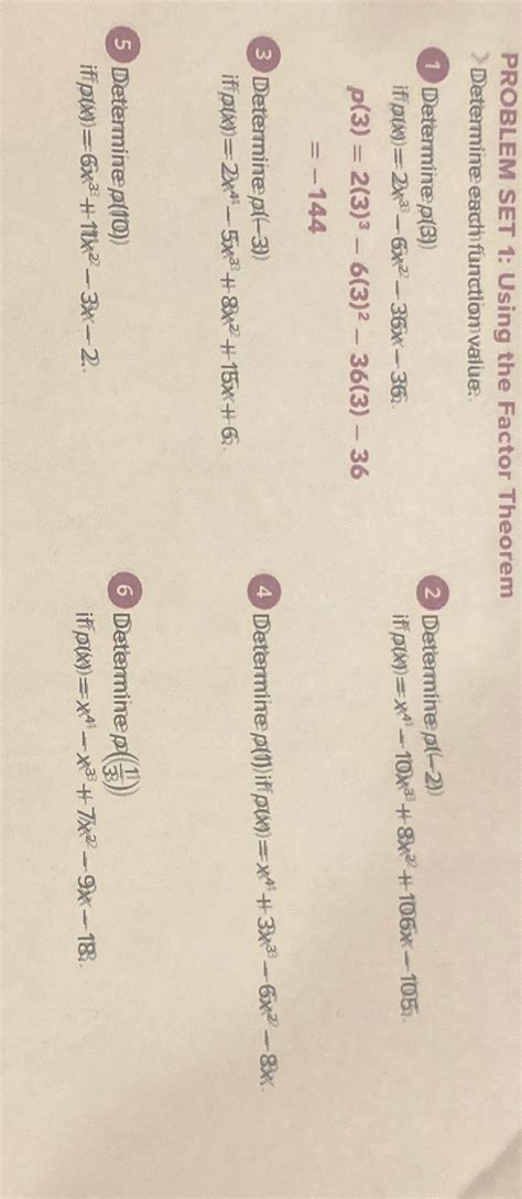 Solved PROBLEM SET Using The Factor TheoremDetermine Chegg