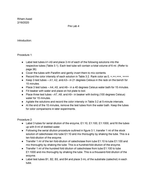 pre lab 3 pre laboratory notes on experiment instructions riham