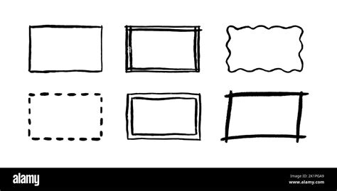 Free Hand Drawn Rectangle Frames Set Doodle Rectangular Shape