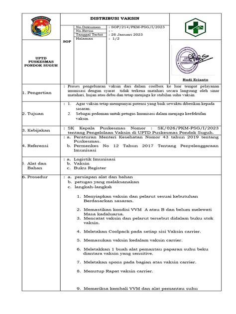 Sop Distribusi Vaksin Pdf