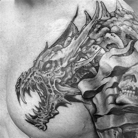60 Awesome Dragon Skull Tattoo Designs For Men Тату Дизайн План