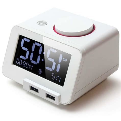 Alarm Clock For Bedrooms With Bluetooth Speaker 2 Port
