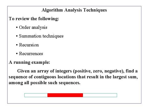 Algorithm Analysis Techniques To Review The Following Order