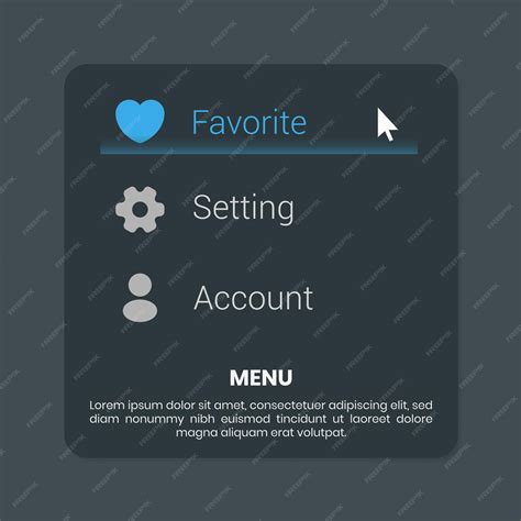 Premium Vector Dark Theme Option Menu Design For User Interface