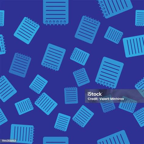 파란색 노트북 아이콘 파란색 배경에 고립 된 완벽 한 패턴입니다 나선형 메모장 아이콘입니다 쓰기 패드 비즈니스를 위한 다이어리 노트북 커버 디자인 사무용 편지지 항목입니다