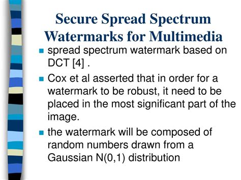 Ppt Review Of Spread Spectrum Image Watermarking Powerpoint