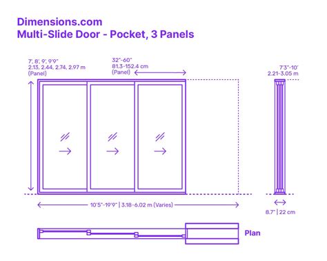 Multi Slide Pocket Door 3 Panel Sliding System Closet Wall Section