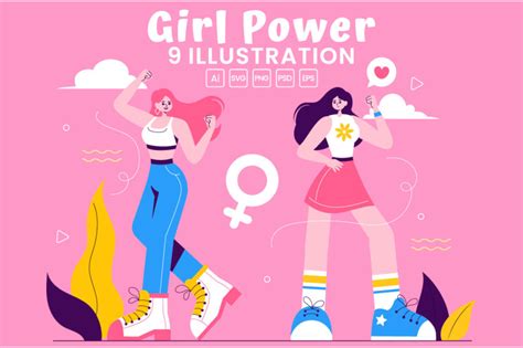9 Girl Power Vector Illustration By Denayunethj TheHungryJPEG