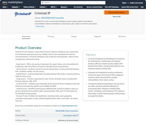 Criminal Ip Api 통합 사례 Aws Marketplace Criminal Ip