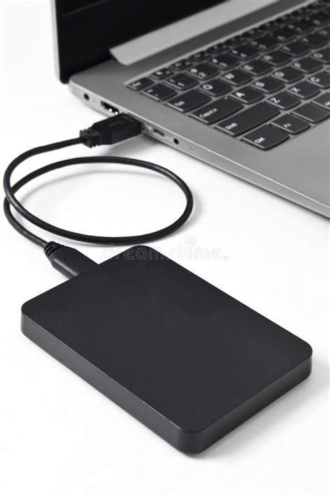External Backup Hard Disk Drive Connected To Laptop On White Background Stock Image Image Of