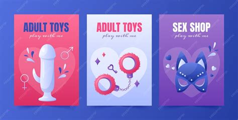 Conjunto De Tarjetas De Juguetes Sexuales De Diseño Plano Vector Gratis