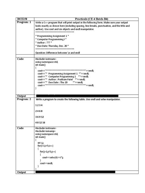 Practicals Ce 4 Batch B4 Program Output Pdf Method Computer