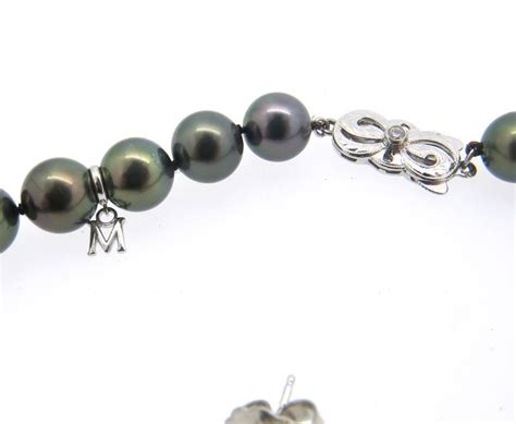 Mikimoto South Sea Pearl Diamond Gold Necklace Earrings Set Special
