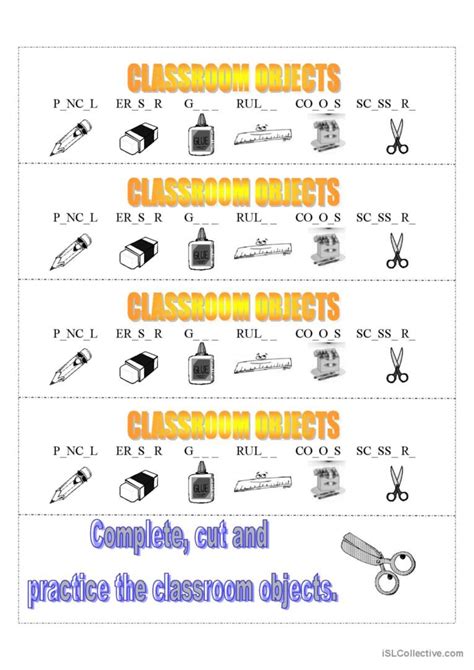 object classroom english esl worksheets pdf and doc