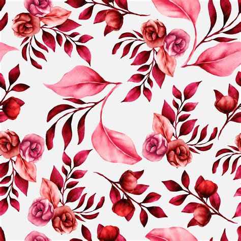 Premium Vector Floral Seamless Pattern With Beautiful Maroon Flower