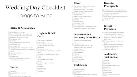 Ultimate Wedding Day Packing Checklist For Brides Printable