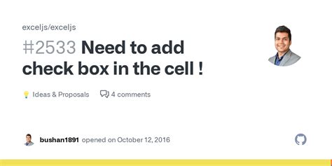 Need To Add Check Box In The Cell · Exceljs Exceljs · Discussion 2533 · Github