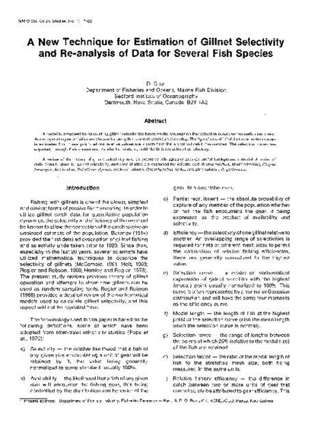 Pdf A New Technique For Estimation Of Gillnet Selectivity And Re Analysis Of Data For Several