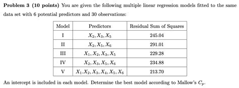 you are given the following multiple linear