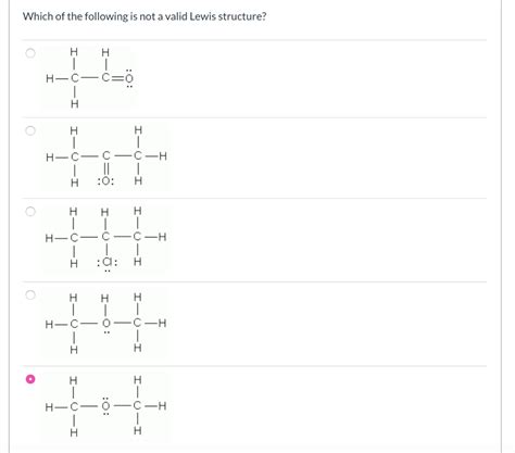 Solved Which Of The Following Is Not A Valid Lewis Chegg Com