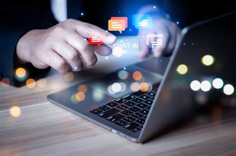 Ai와 대화하는 사업가 인공지능 기술 사용 인간 스마트 로 Ai 인공 지능 명령 프롬프트를 입력하여 무언가를 생성 미래 기술 변환 프리미엄 사진