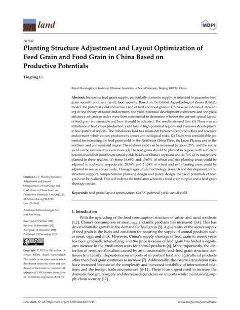 Pdf Planting Structure Adjustment And Layout Optimization Of Feed