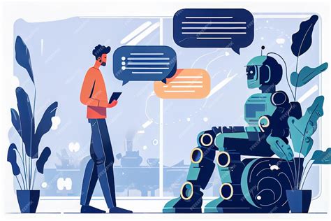 Premium Photo Illustration Human And Robot Communication Generative