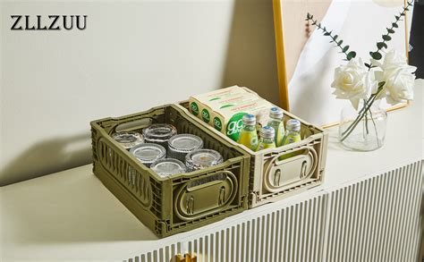 Zllzuu 4 Pack 21l Plastic Storage Crates Stackable Storage