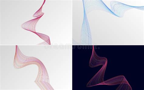 Set Of 4 Vector Backgrounds Featuring Geometric Wave Patterns Stock Vector Illustration Of