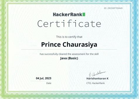 Hackerrank Javaprogramming Certification Prince Chaurasiya