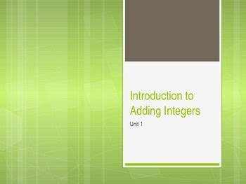 Introduction To Adding Integers PPT Integers Common Core Standards Interactive Notes