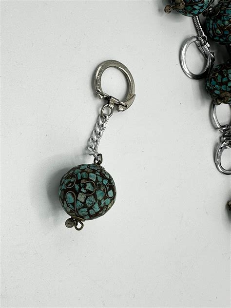 Vintage 60s Turquoise Matrix Ball Keychains 4in 23 24mm Round Etsy
