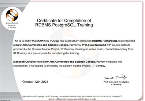 Pooja Kaware On Linkedin Rdbms Postgresql Iitbombay