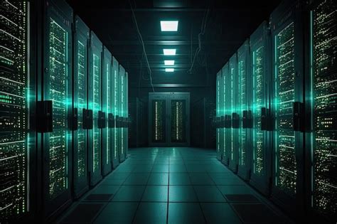 Premium AI Image Wonderful Picture Of The Mainframe In The Rows Of The Data Center